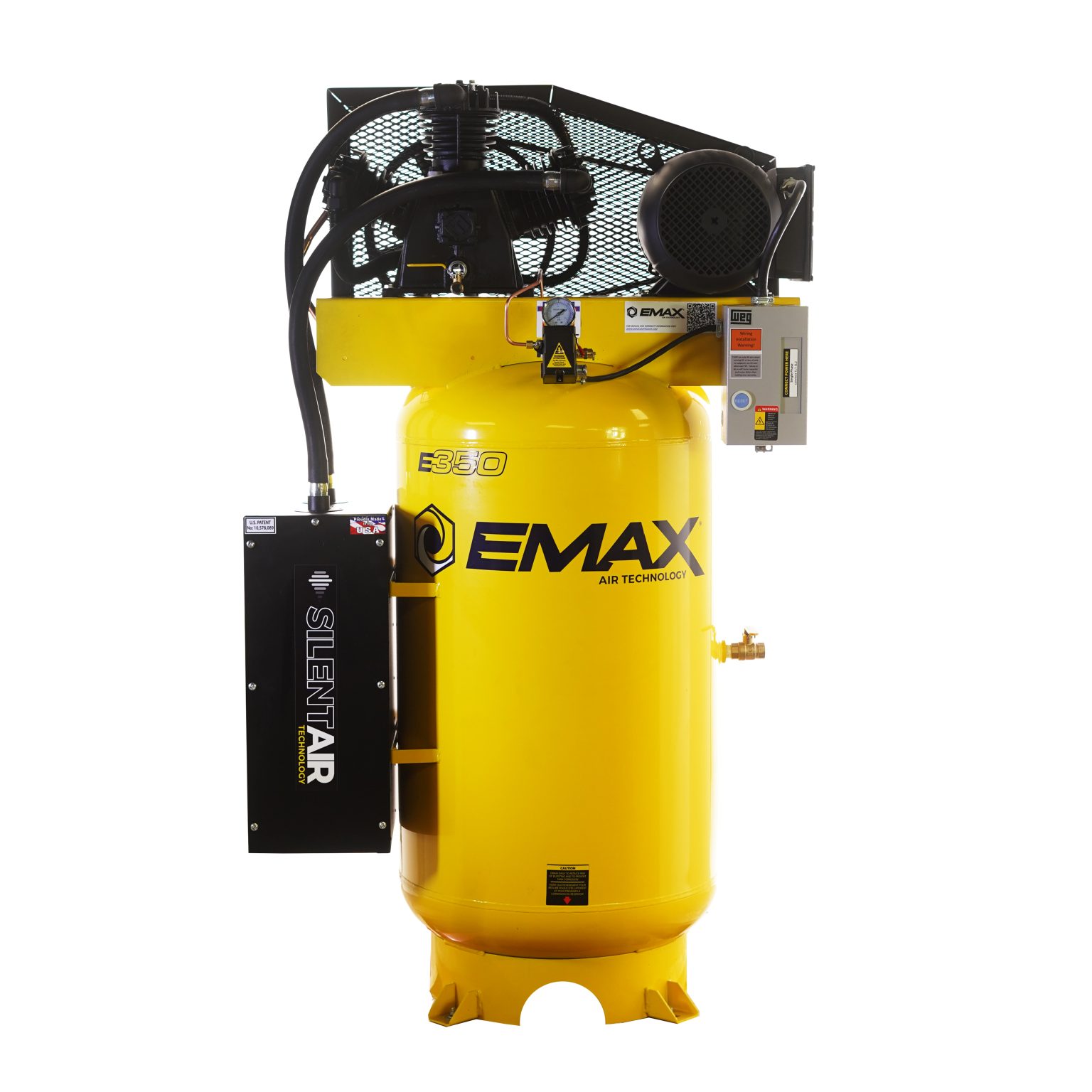 EMAX Silent Air Industrial 7.5HP 26CFM 1-Phase 3CYL 2 Stage 80 Gal ...